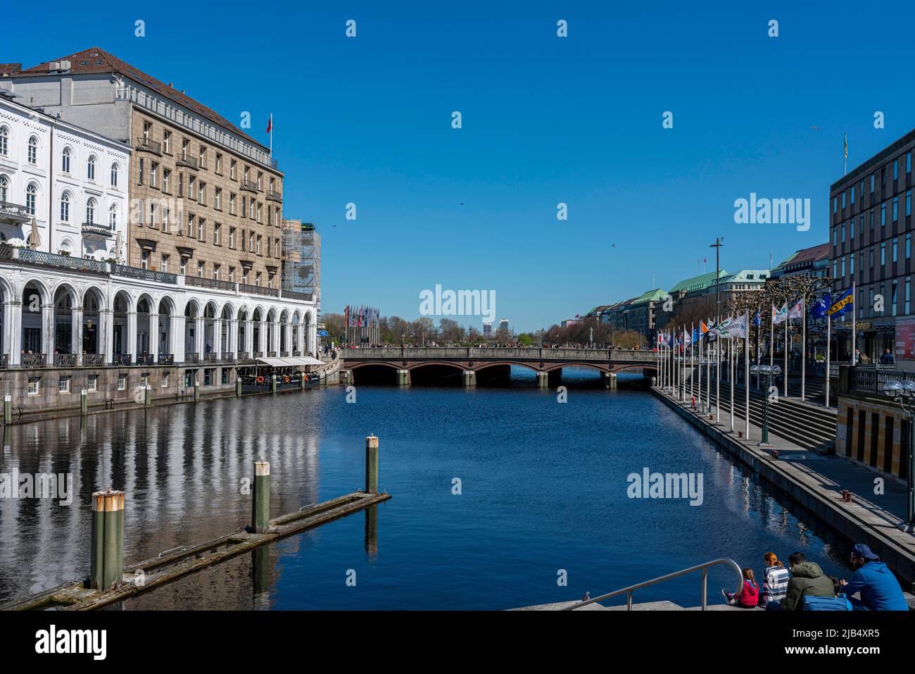 Residential and commercial buildings on Alsterfleet, Hamburg, Germany ...