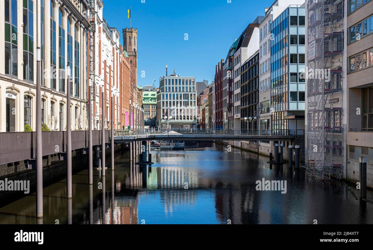 Residential and commercial buildings on Alsterfleet, Hamburg, Germany ...
