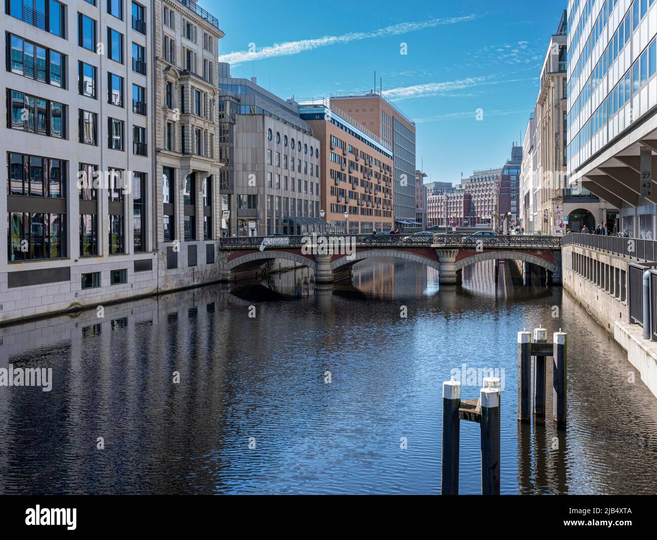 Residential and commercial buildings on Alsterfleet, Hamburg, Germany ...