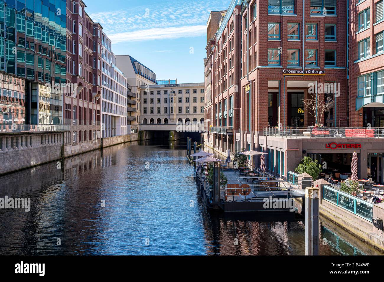 Residential and commercial buildings on Alsterfleet, Hamburg, Germany ...