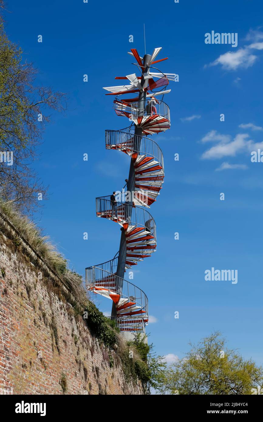 Berblinger Tower in honour of the tailor of Ulm, Adlerbastei, stairs ...
