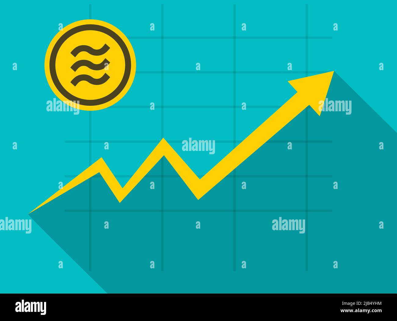 Libra coin concept growth chart on medal coin background.vector ...
