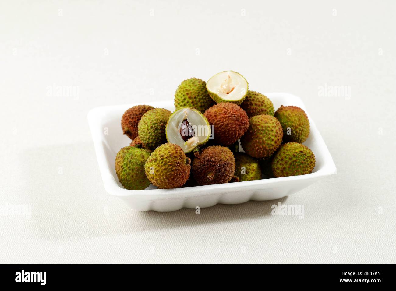 Green Lychee Summer Fruit on Polystyrene Food Packaging Tray for Sell ...