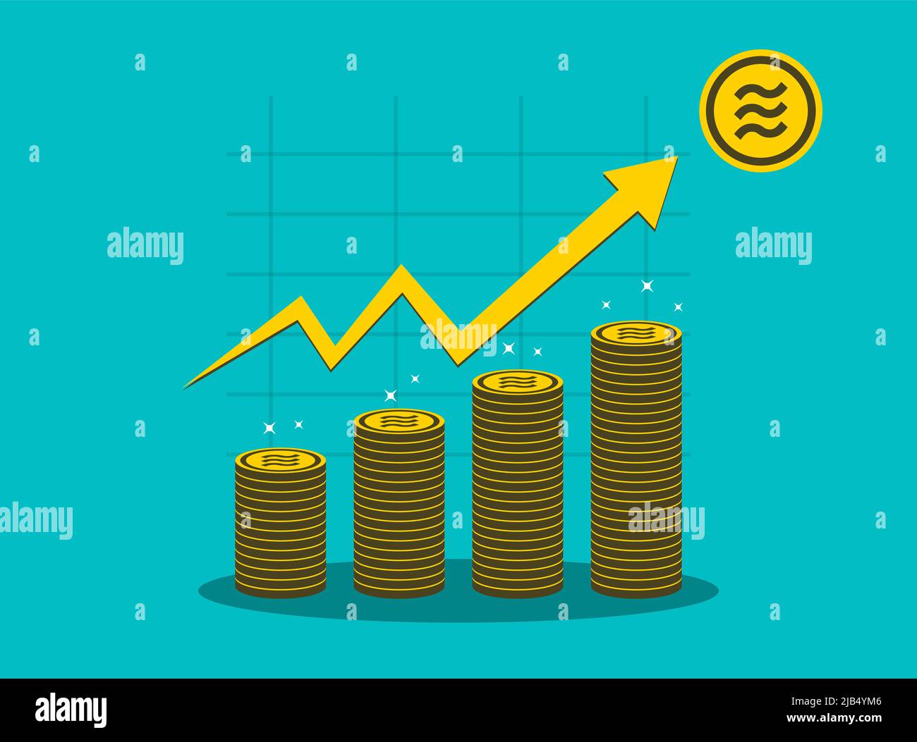 Libra coin concept growth chart on medal coin background.vector ...