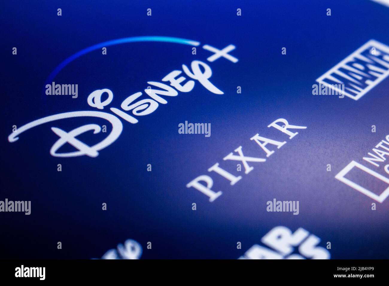 Disney+ (Disney Plus) webpage on iPad. Disney+ is an US subscription ...