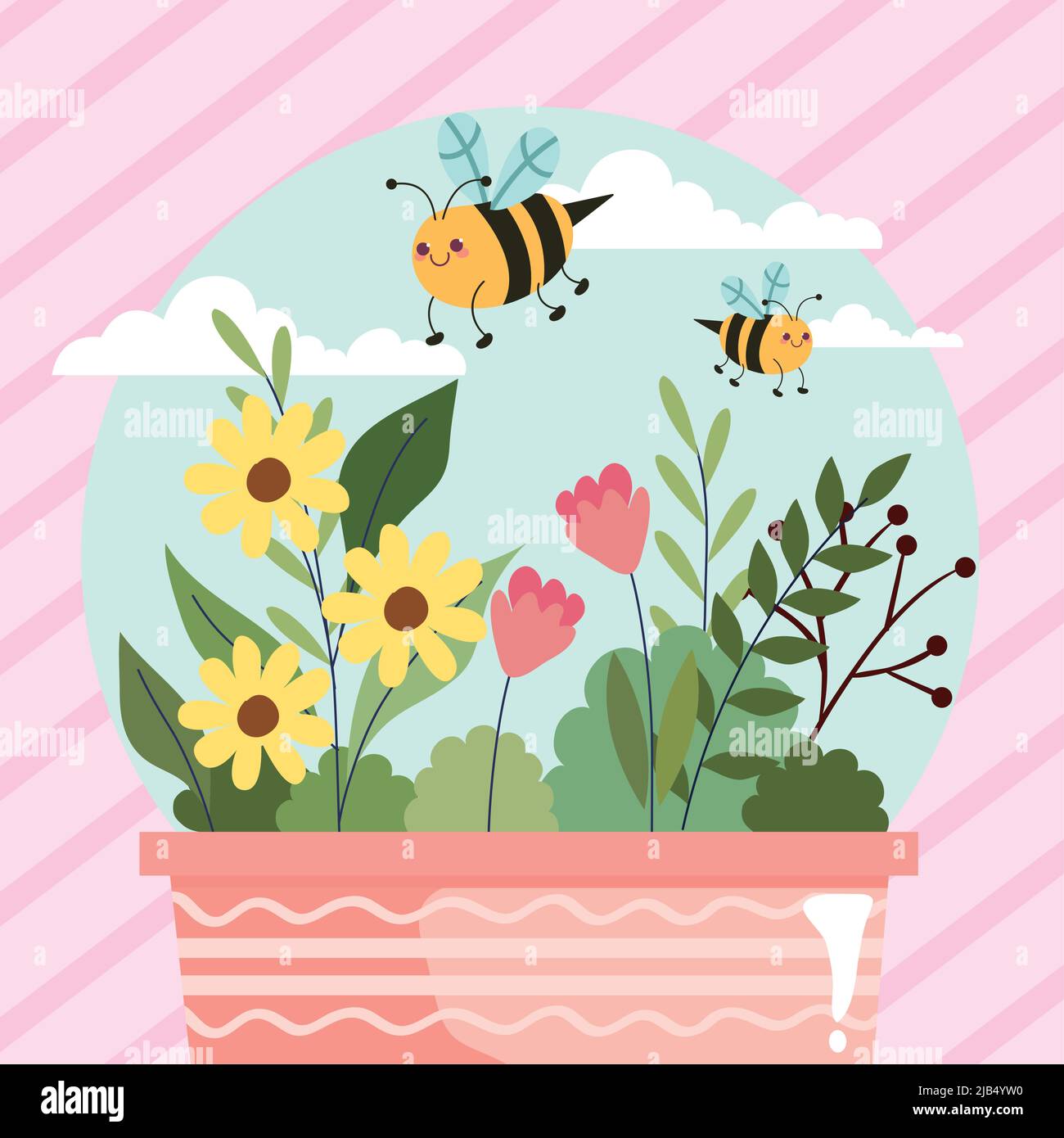 spring flowers and bees Stock Vector Image & Art - Alamy
