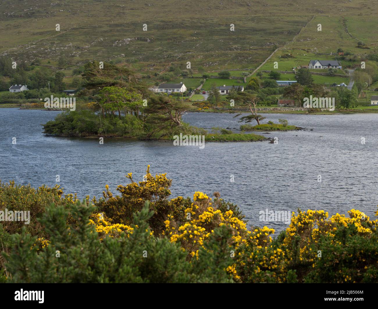 Landscape at Lough Bofin. Lough Bofin is located on the N59 road about ...