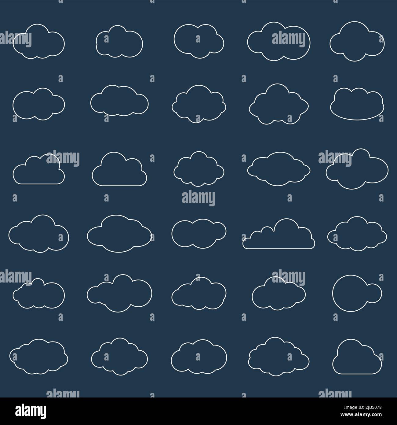 Cloud vector icon set white color on gray background. Sky flat ...