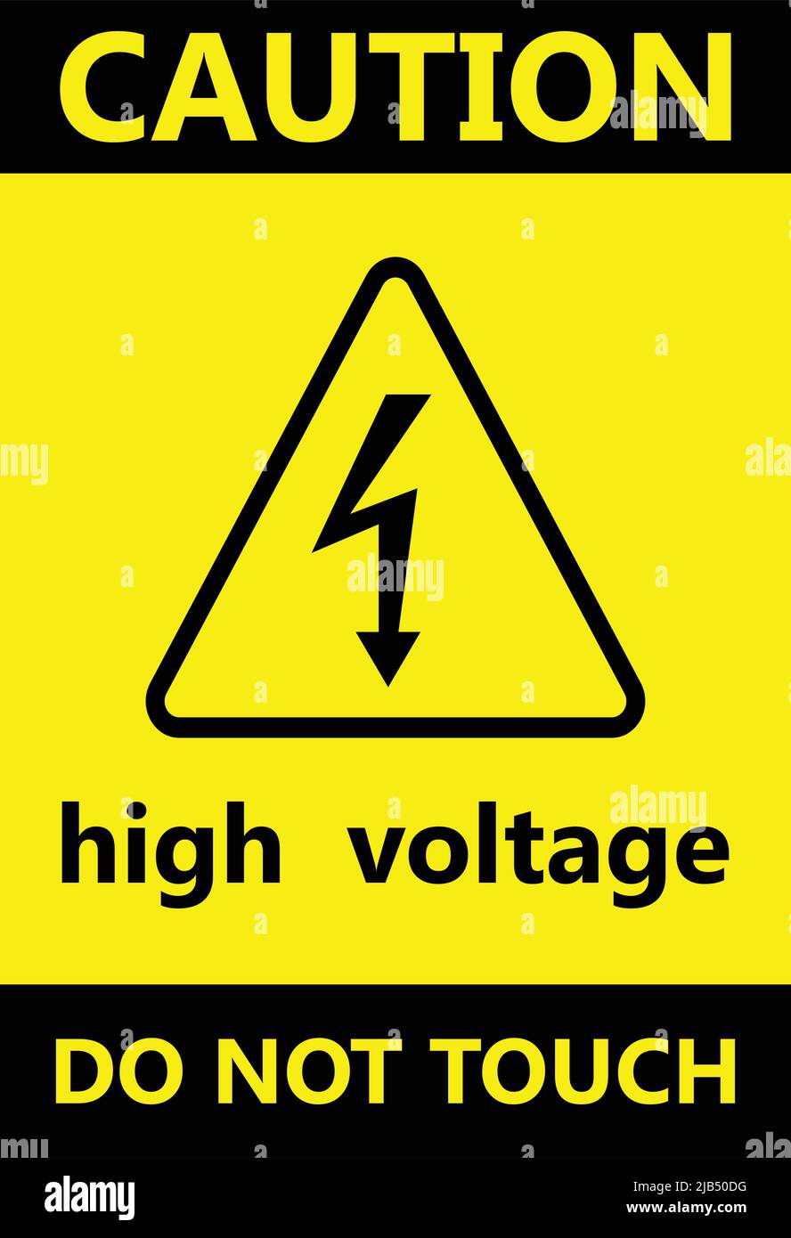 High Voltage Hazard Signs A black icon with a flat silhouette on a ...