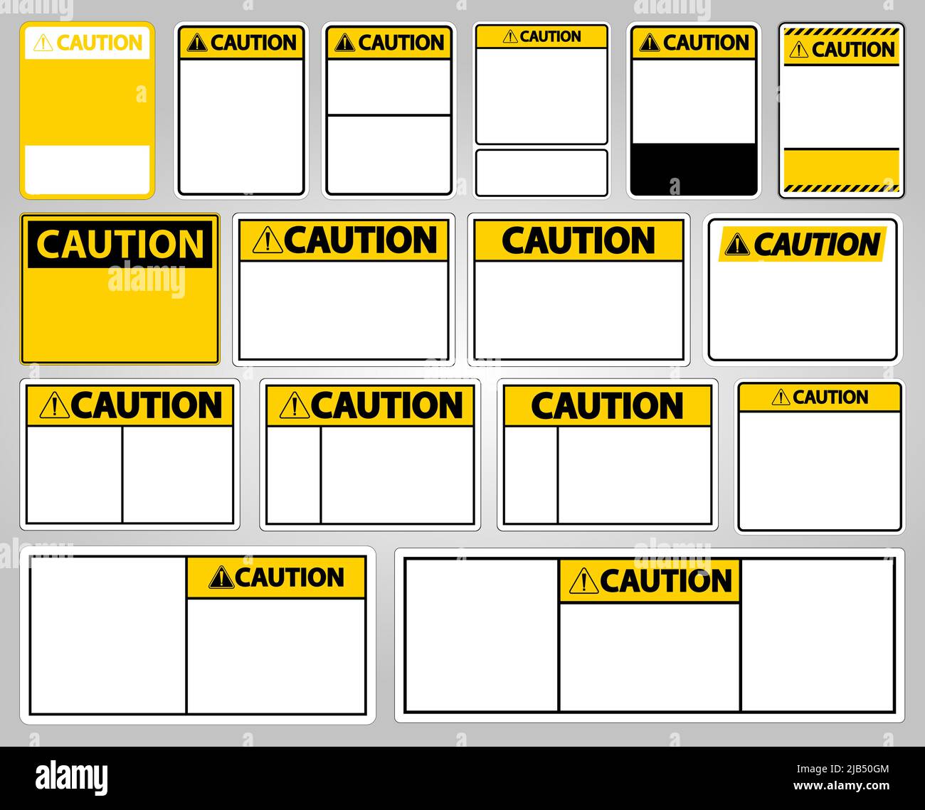 Set symbol yellow caution sign icon on white background Stock Vector ...