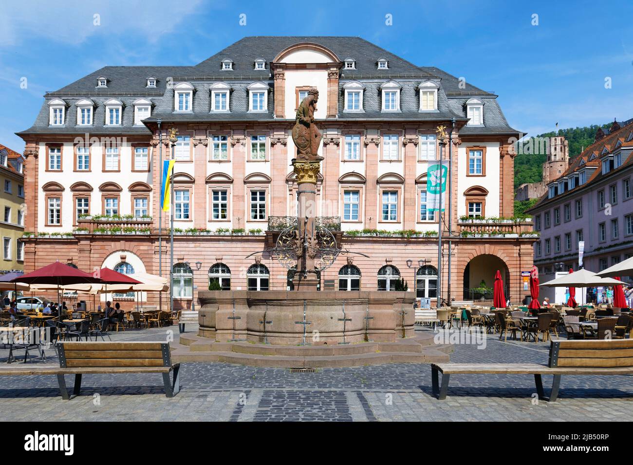 Town Hall, Baroque, built 1701 to 1703, with Hercules Fountain built ...