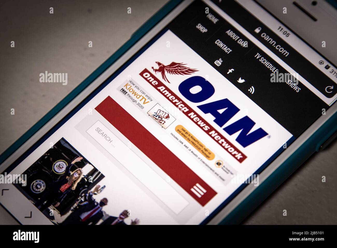 ebsite of One America News Network(OANN), a far-right pro-Donald Trump cable channel owned by ...