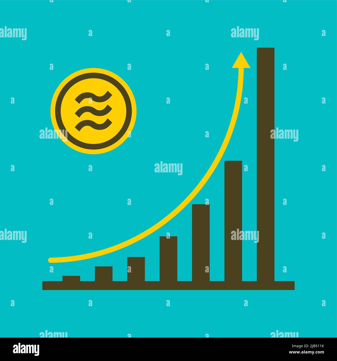 Libra coin concept growth chart on medal coin background.vector ...