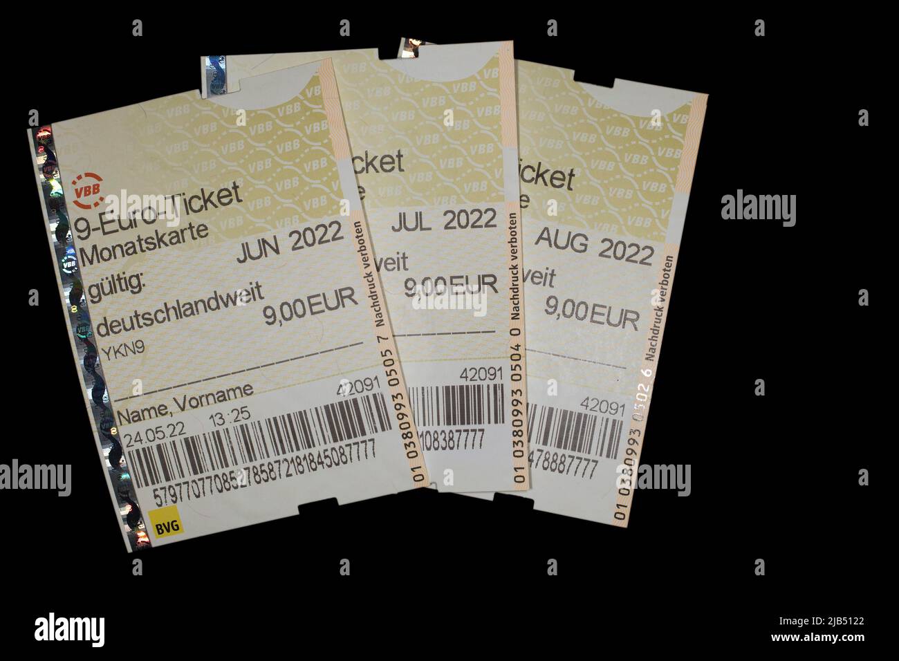 9 euro tickets for the months of June, July and August from BVG, studio ...