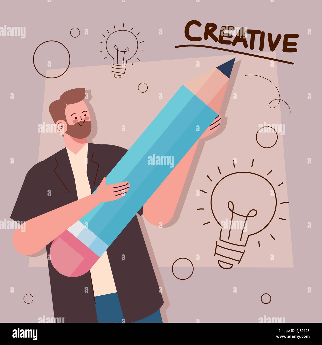 creative man with pencil Stock Vector Image & Art - Alamy