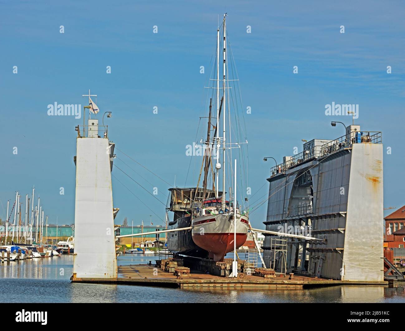 Dry dock, boatyard, Emder-Binnenhafen, Emden, East Frisia, Germany ...