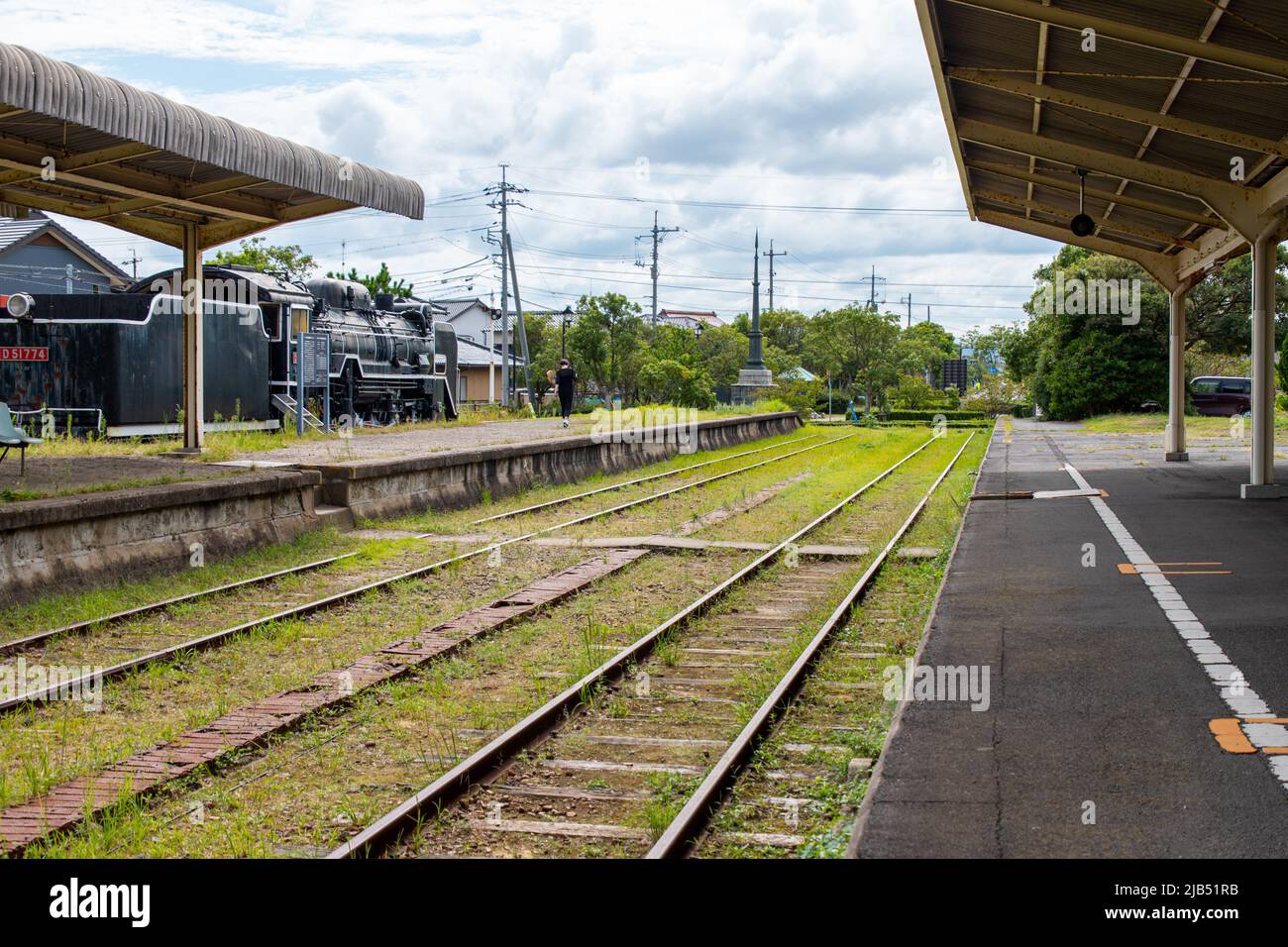 Old Steam locomotive in the platform of Kyu Taisha Eki (Former Taisha ... Old Steam locomotive in the platform of Kyu Taisha Eki (Former Taisha ...