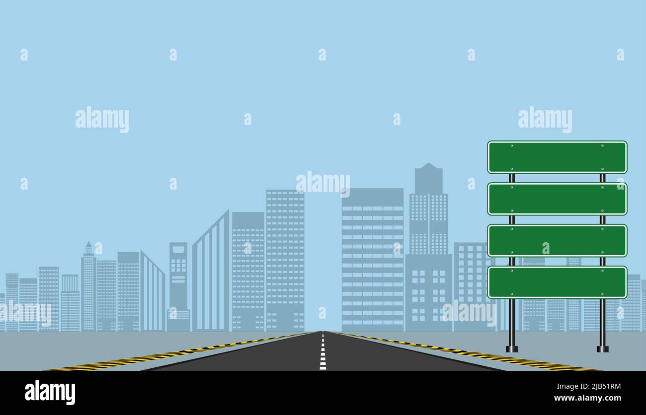 Road highway signs,Green board on road,Vector illustration Stock Vector ...