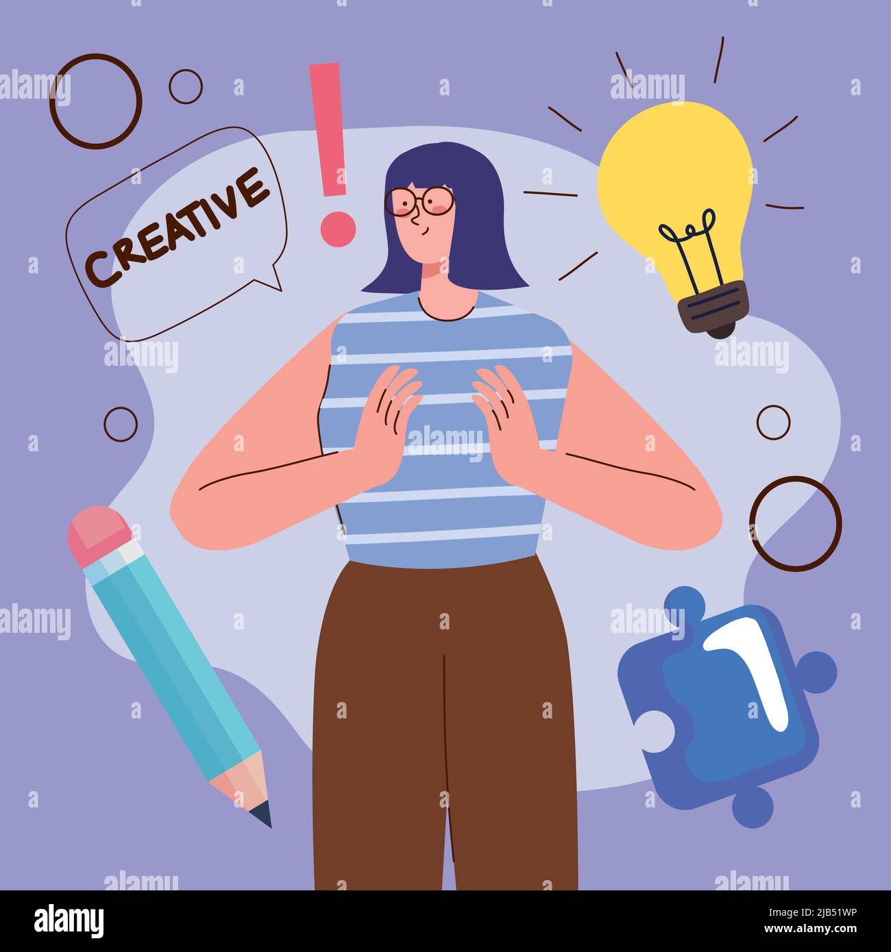 creative woman with icons Stock Vector Image & Art - Alamy