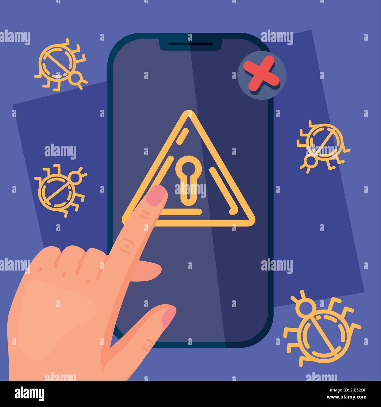 smartphone with alert signal Stock Vector Image & Art - Alamy