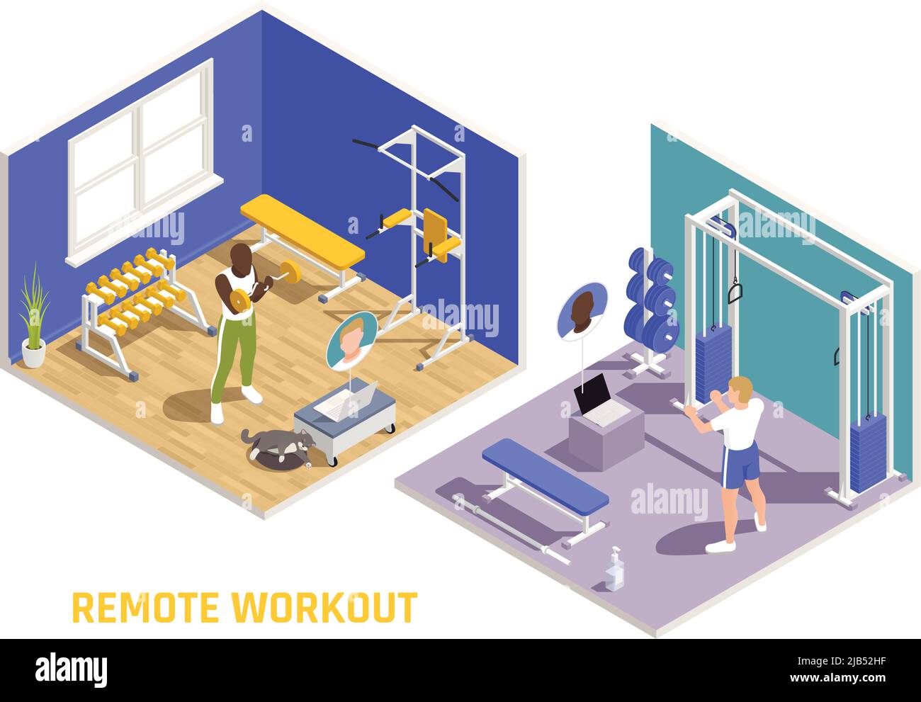 Remote fitness workout virtual training coaching isometric composition ...
