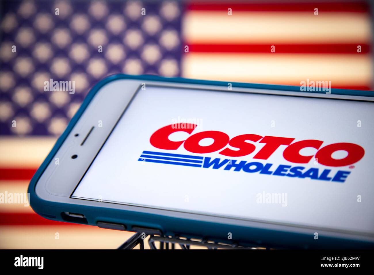 Logo of Costco, an US multinational corporation operates a chain of ...