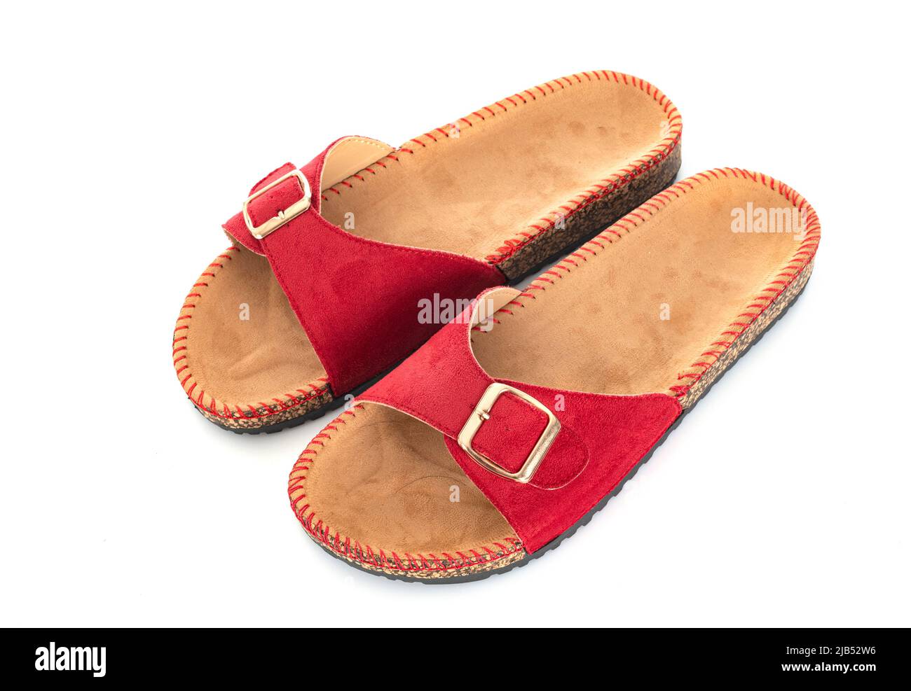 red sandal in front of white background Stock Photo - Alamy