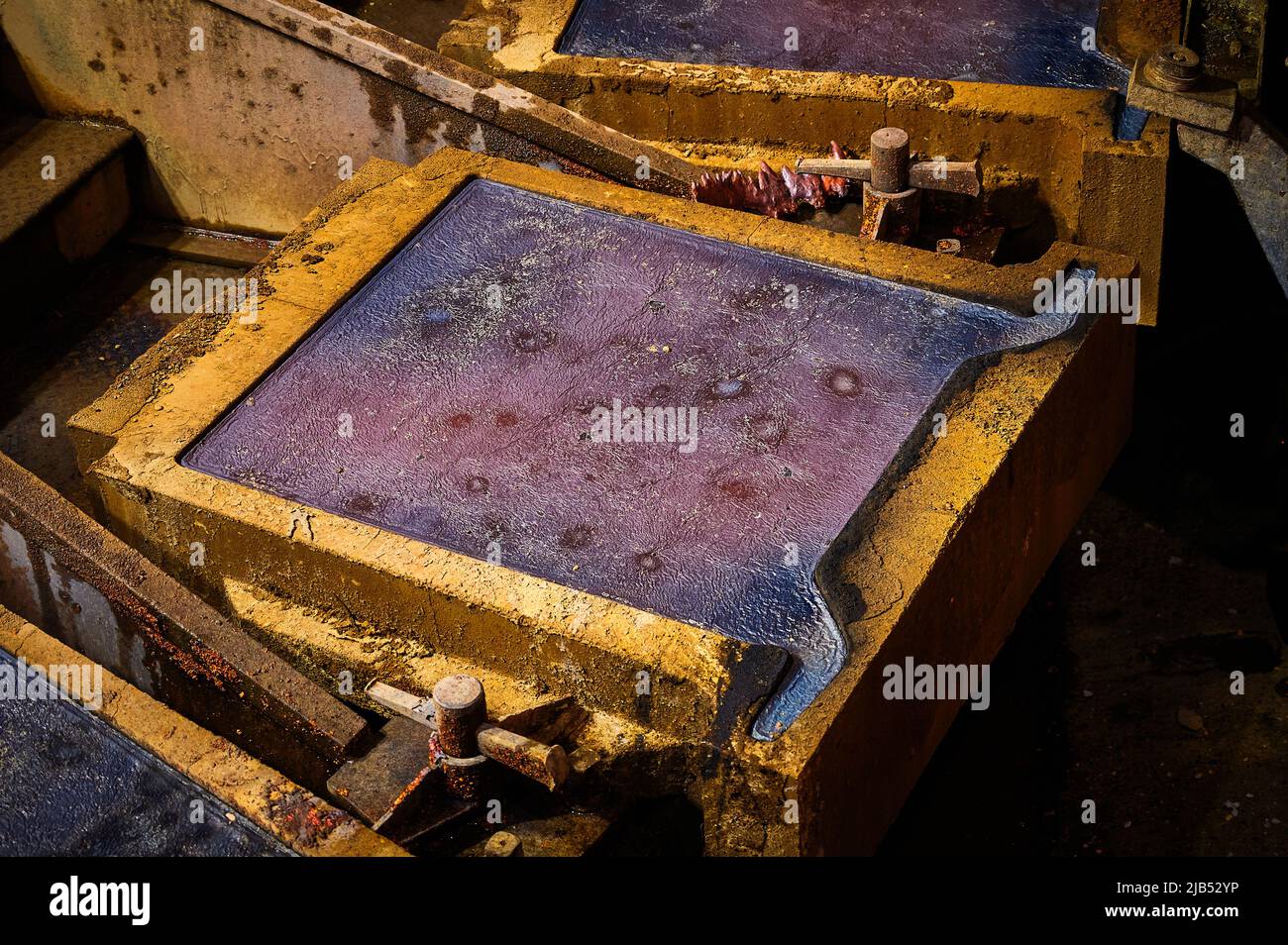 Copper ingot in anode casting form in metal melting workshop Stock ...