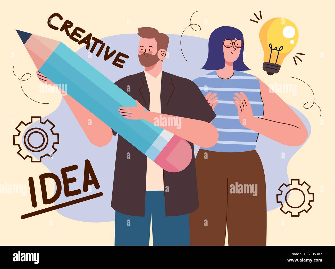 creative couple with pencil Stock Vector Image & Art - Alamy