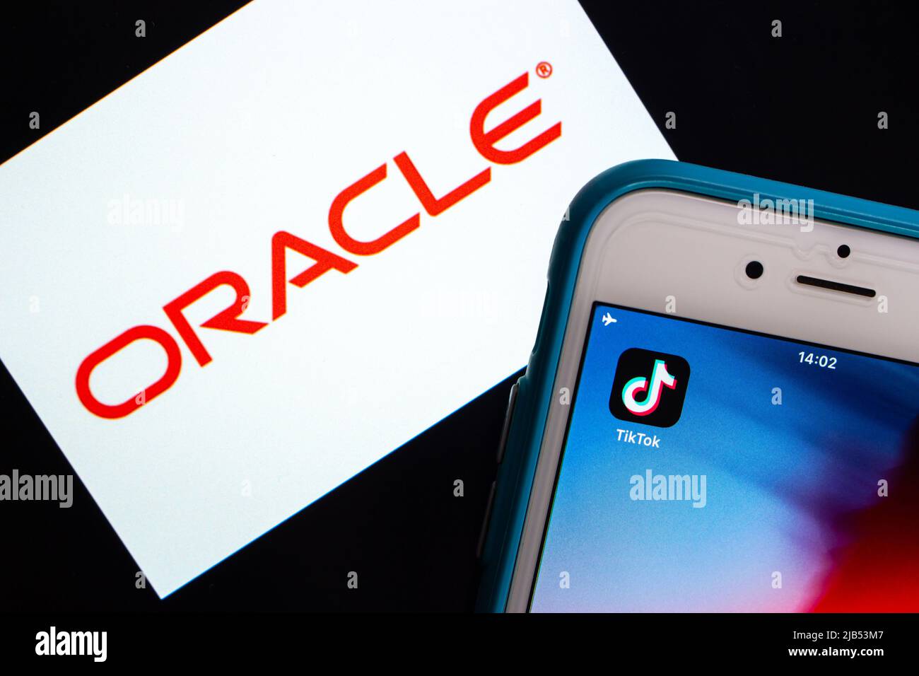 Kumamoto Japan Sep 19 2020 Tiktok And Oracle Brand Logo On Smart