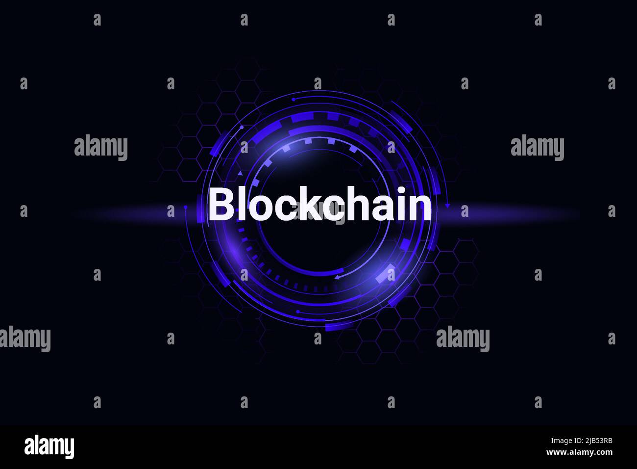 Blockchain digital round token. Cyber cryptocoin with blue glow Stock ...