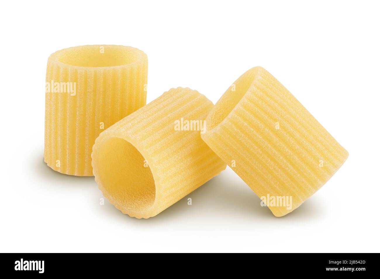 raw italian pasta in wooden bowl isolated on white background. Mezze ...