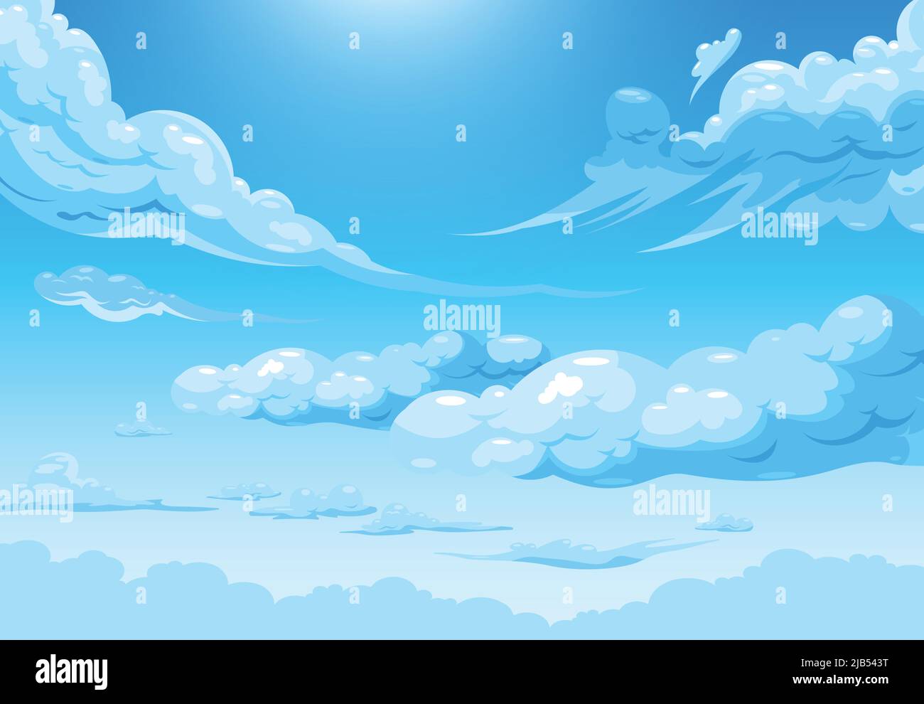 Sky cloud daily illustration with cartoon cirrus and cumulus white ...