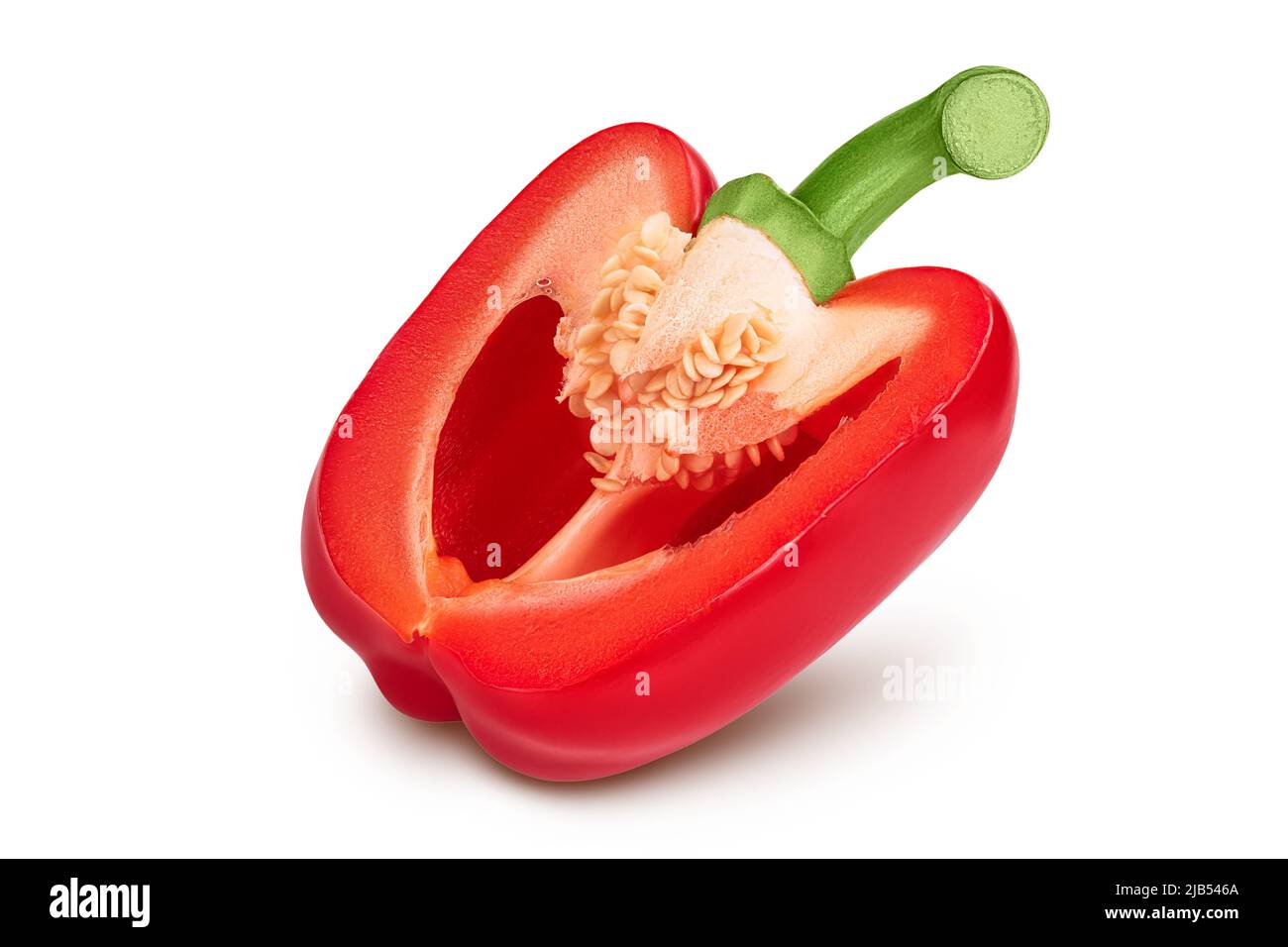 red sweet bell pepper half isolated on white background Stock Photo - Alamy