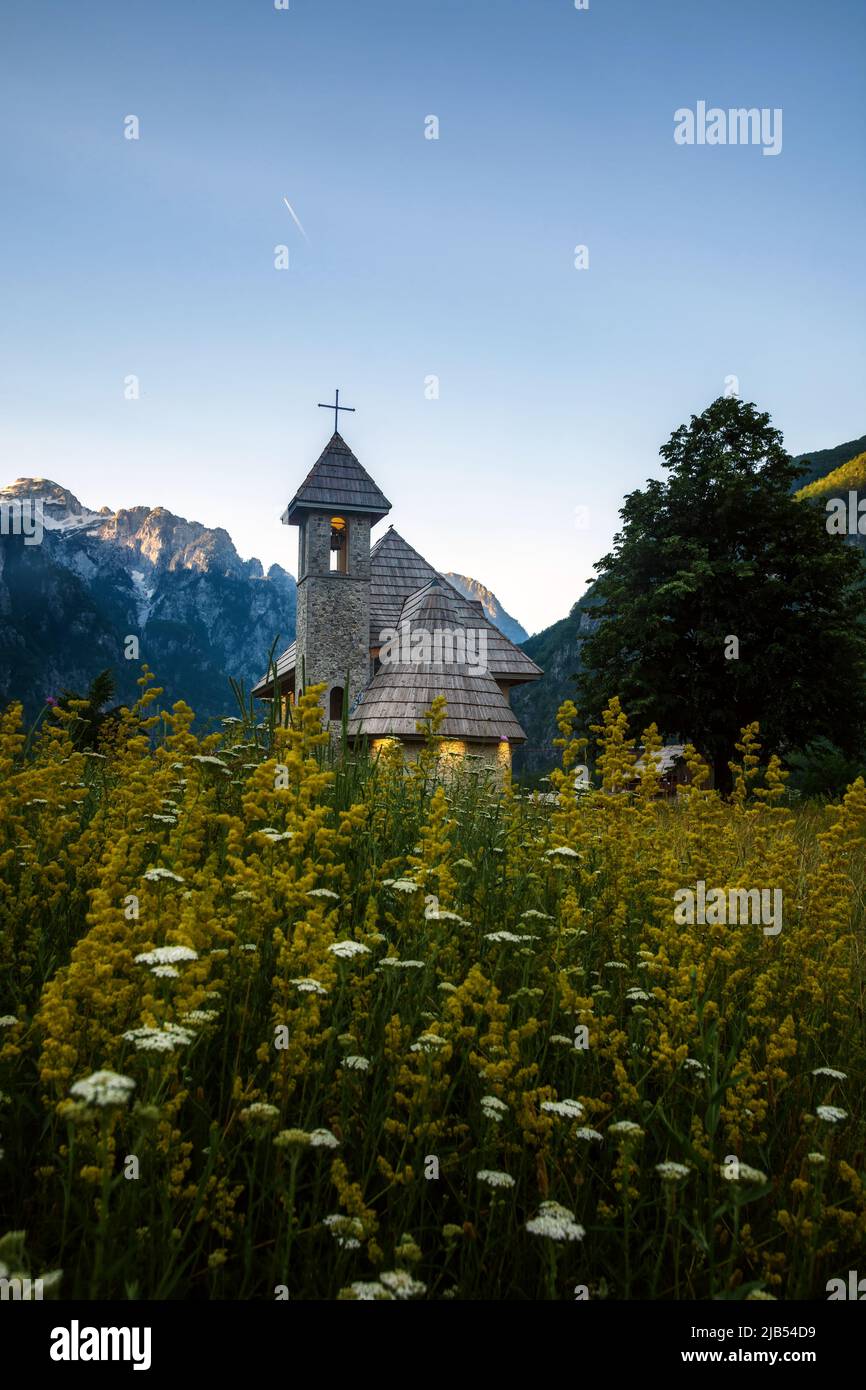 A Catholic Church in the village of Theth in Prokletije in the Acursed ...