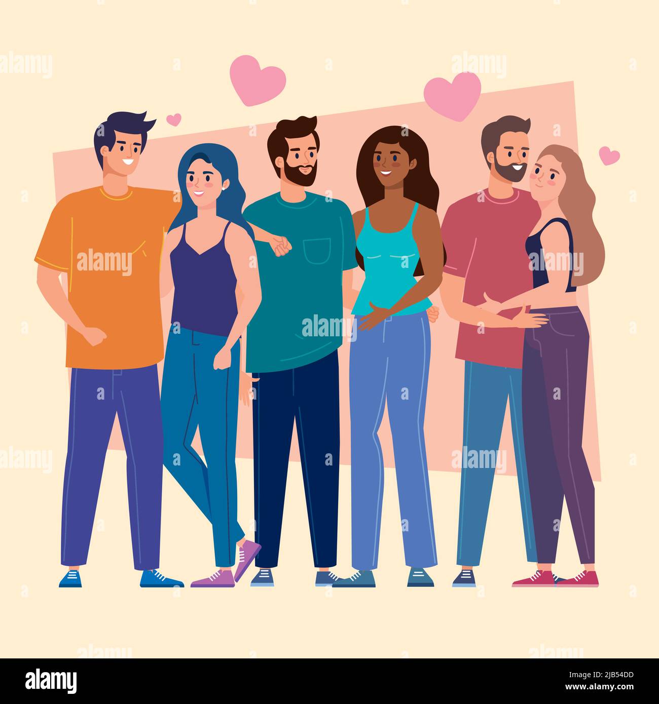 three lovers couples hugging Stock Vector Image & Art - Alamy