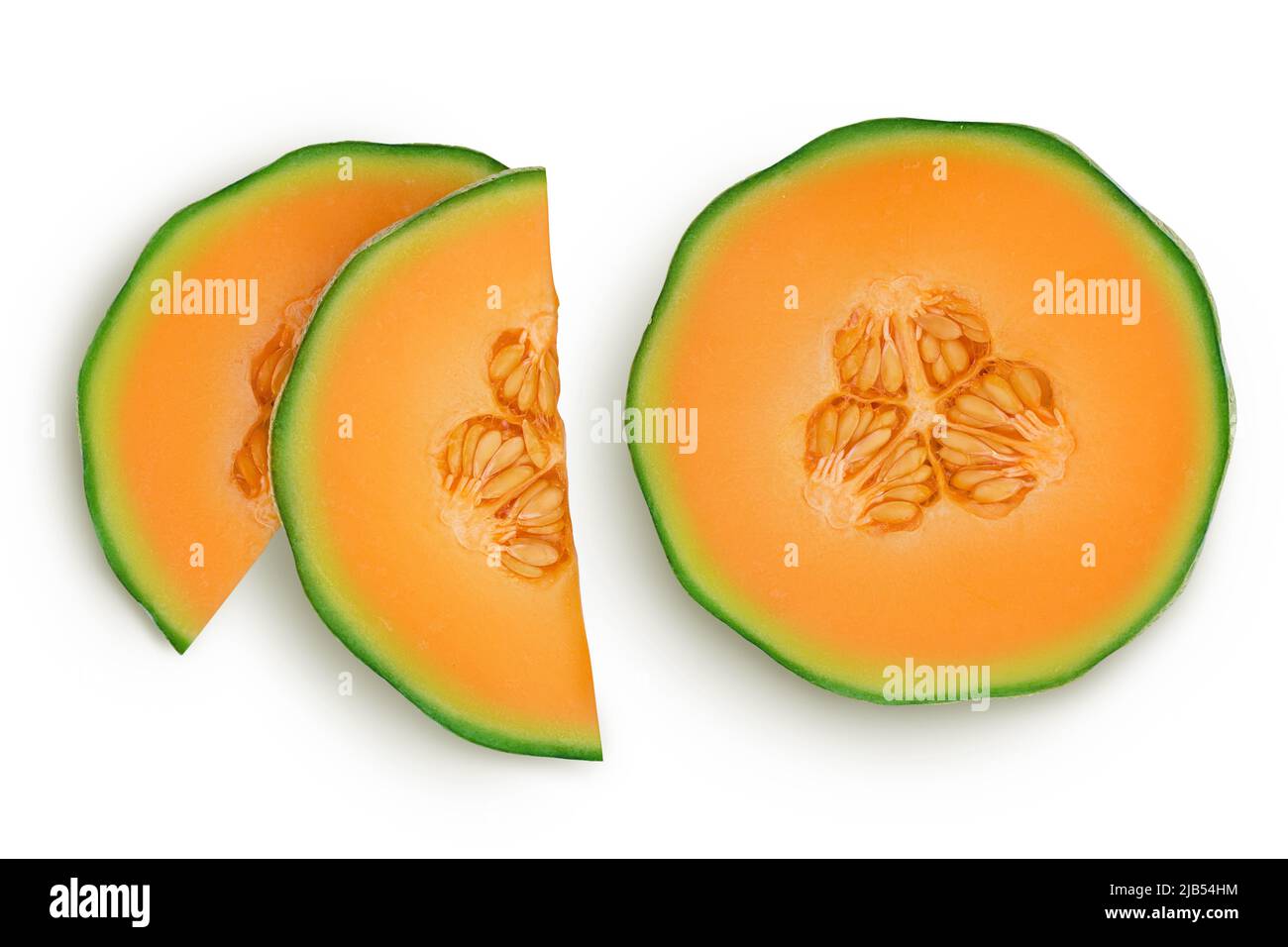 Cantaloupe melon isolated on white background with full depth of field ...