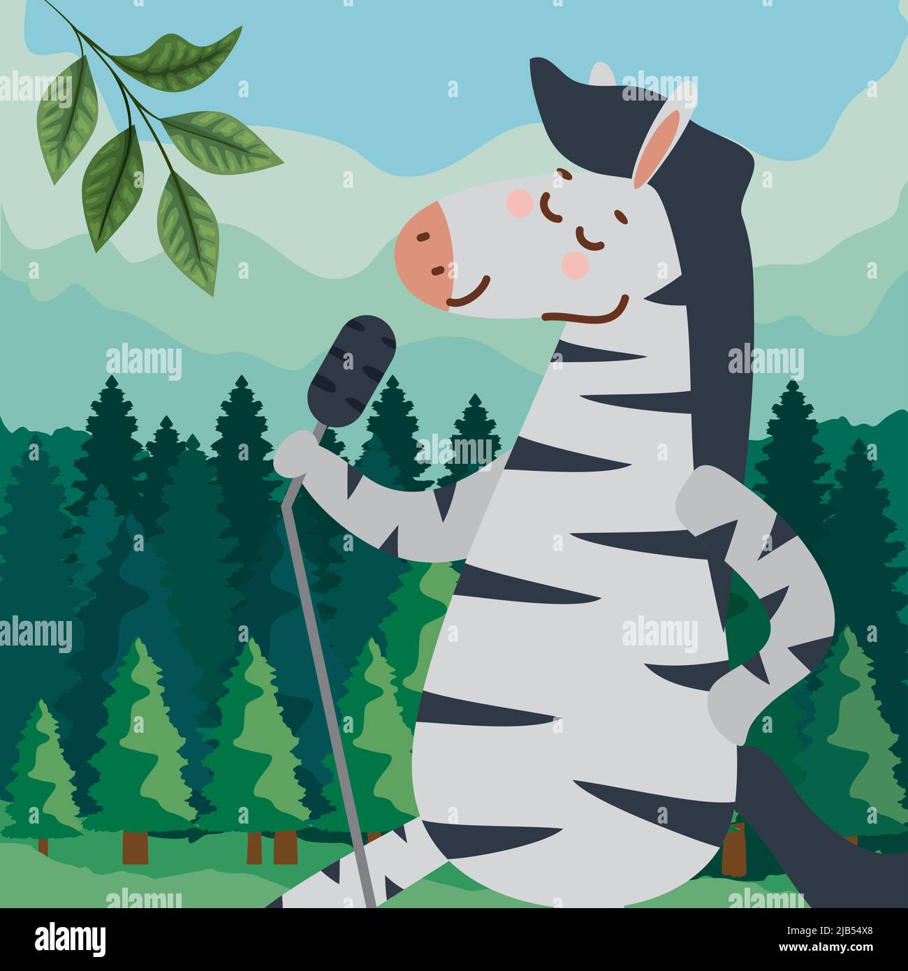 zebra singing with microphone Stock Vector Image & Art - Alamy