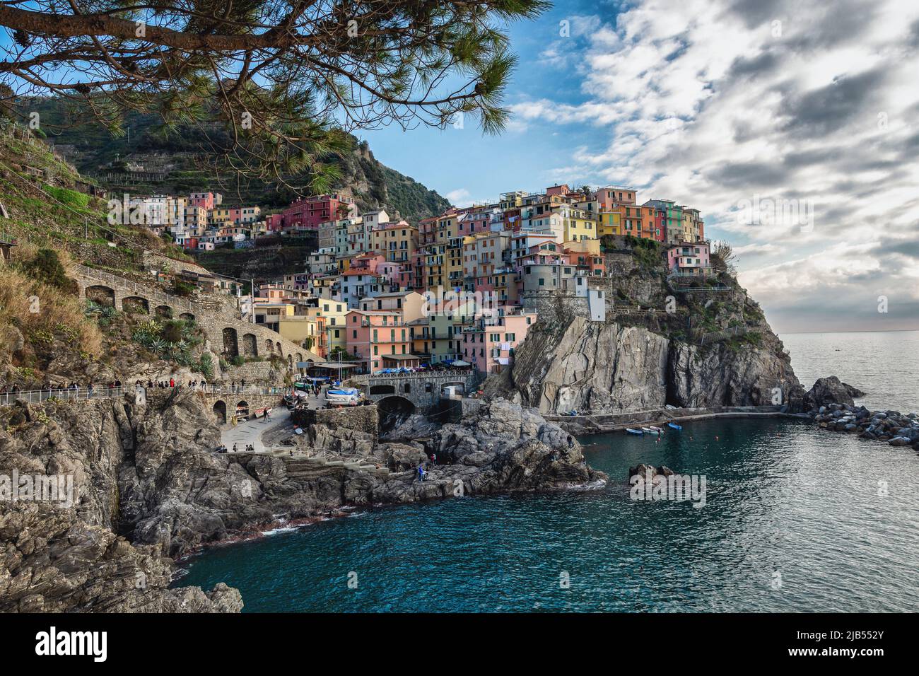 The best panorama of Italy. Manarolla. Ligurian coast. Cinque Terre ...