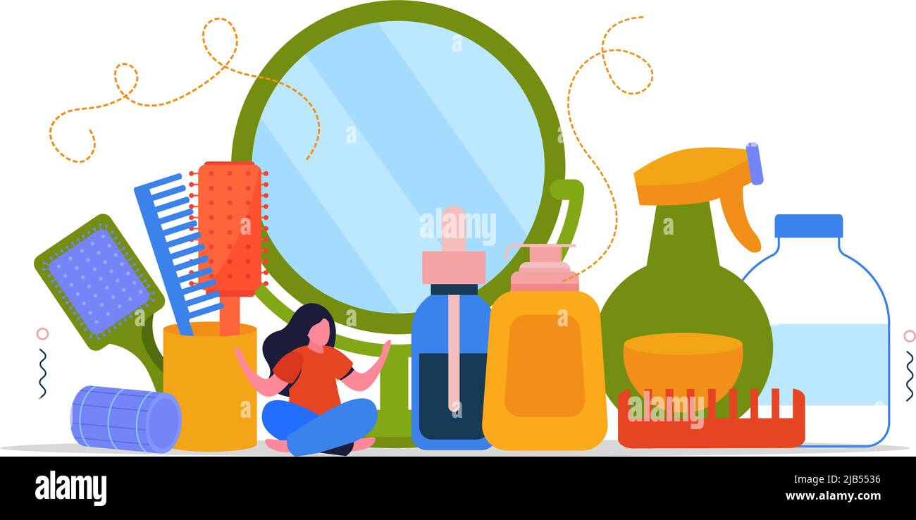 Bath time flat concept set of accessories for personal hygiene on white ...