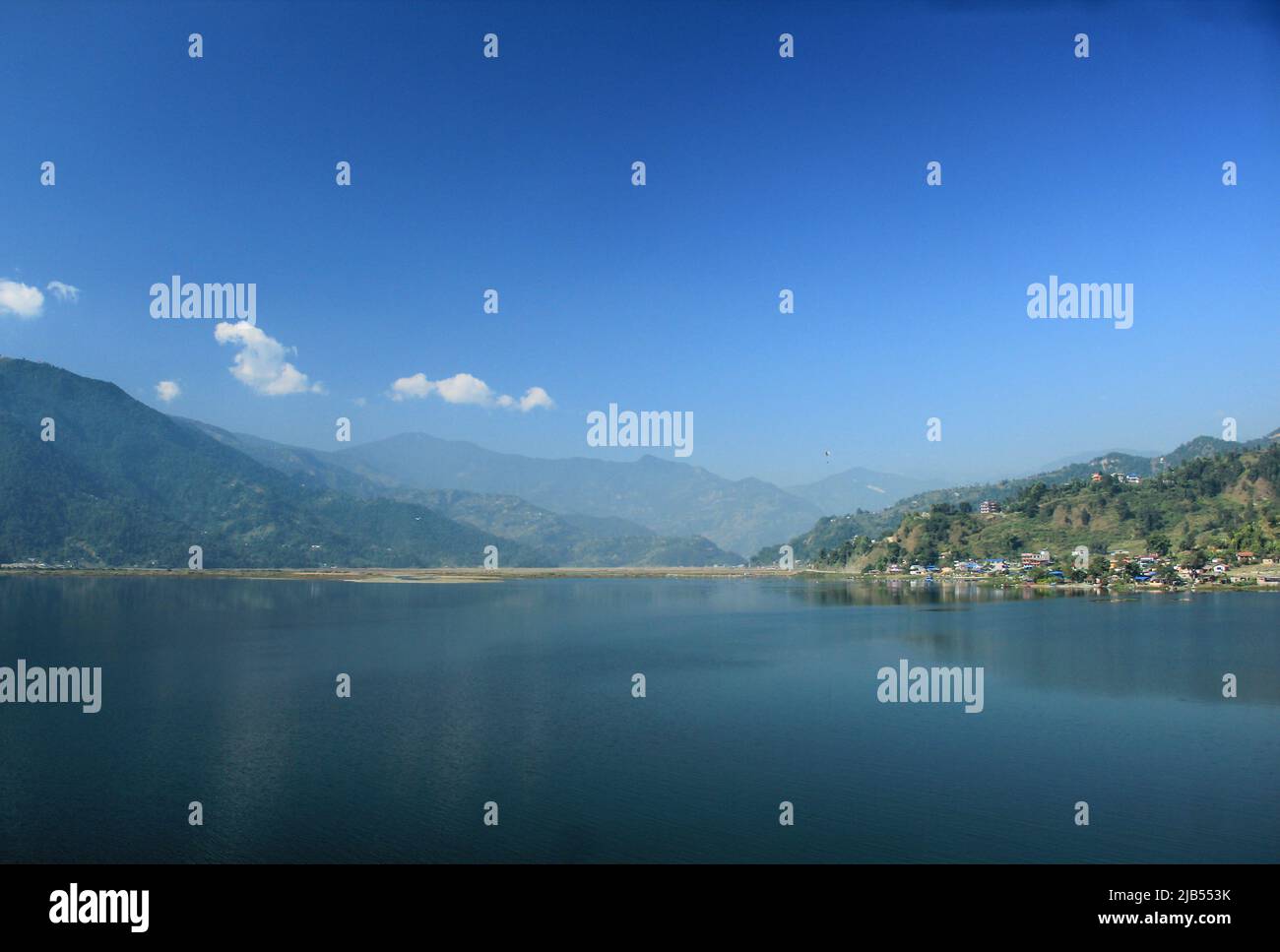Beautiful Phewa Lake in Pokhara, Nepal. Phewa lake is the most touristy ...