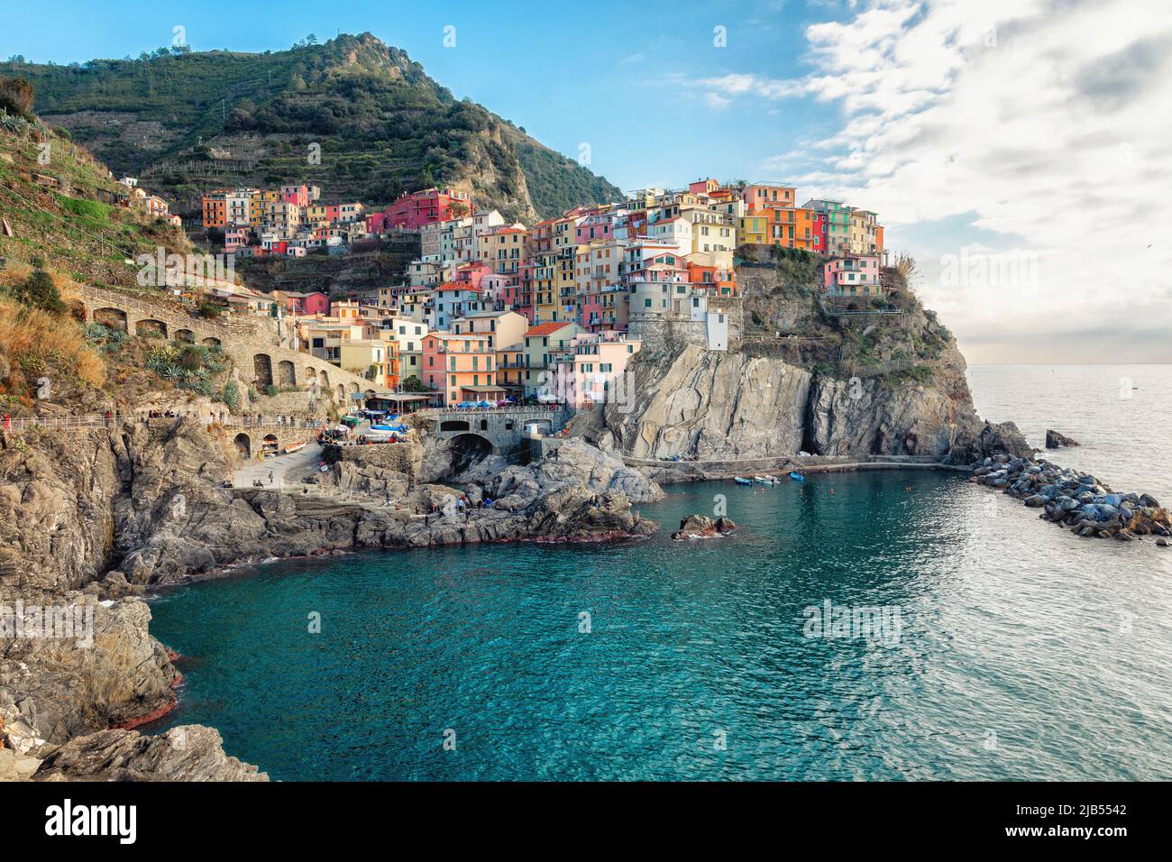 The best panorama of Italy. Manarolla. Ligurian coast. Cinque Terre ...