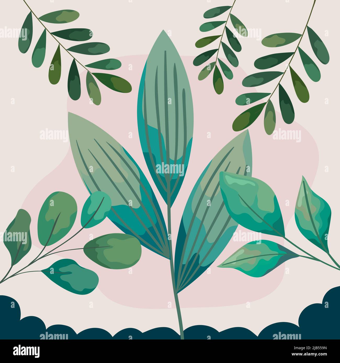 leaves in pink stain frame Stock Vector Image & Art - Alamy
