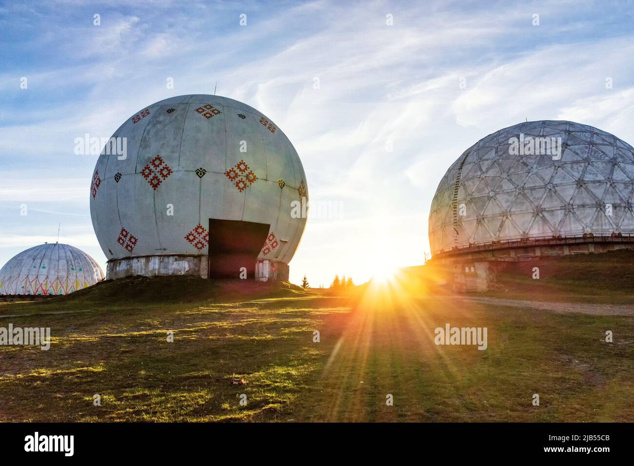Soviet Pamir radar station, USSR secret military site, dawn at the ...