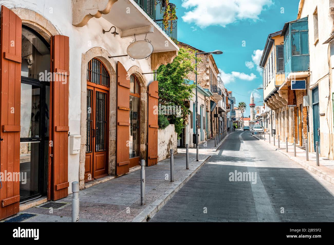 Ancient streets of the Cyprus city of Limassol, colonial architecture ...