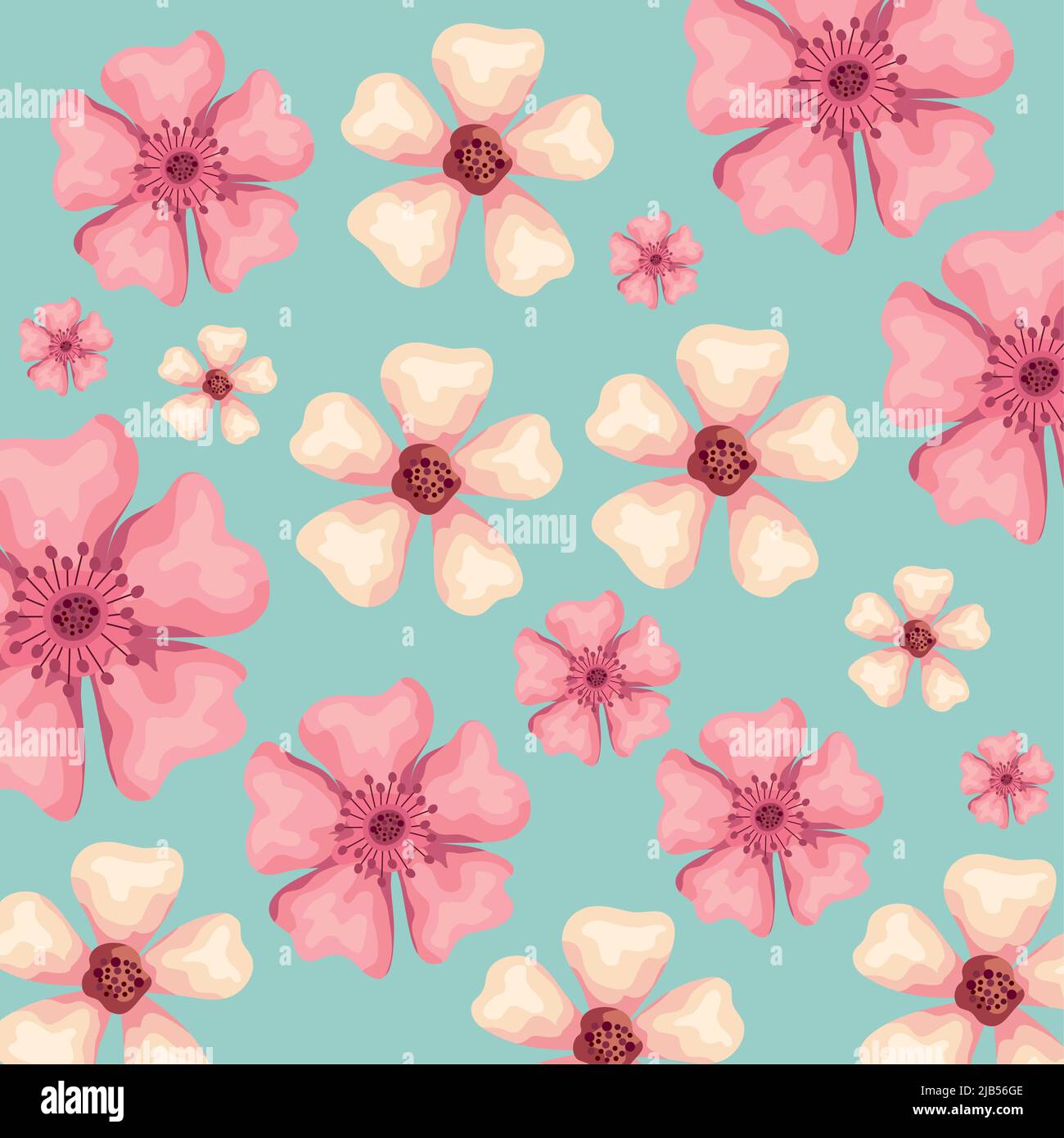 pink flowers spring pattern Stock Vector Image & Art - Alamy