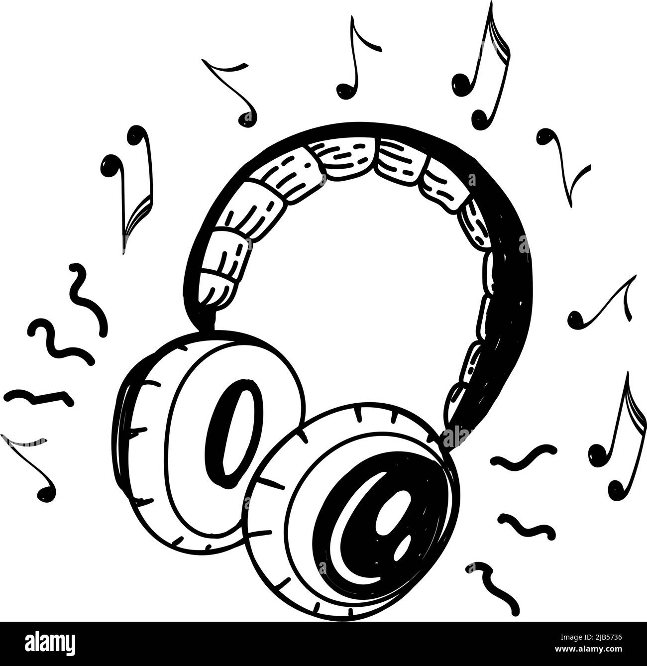Headphones Music Notes Drawing