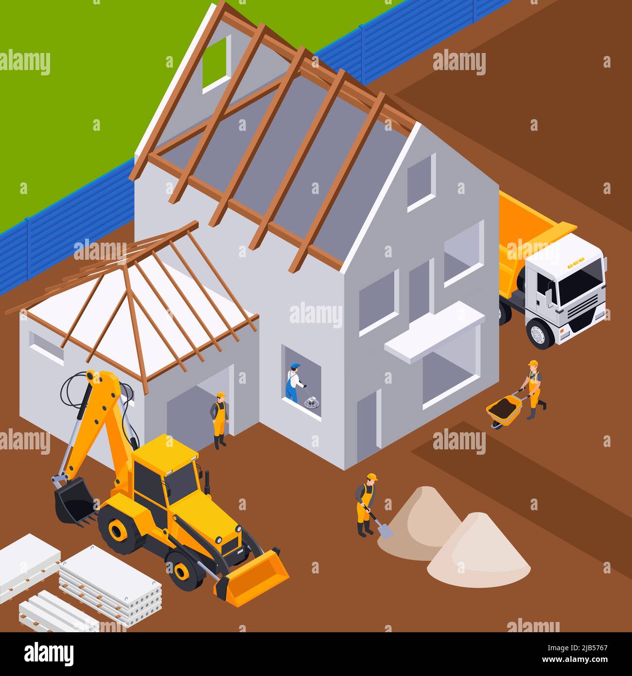Construction and building background with house architecture plan ...