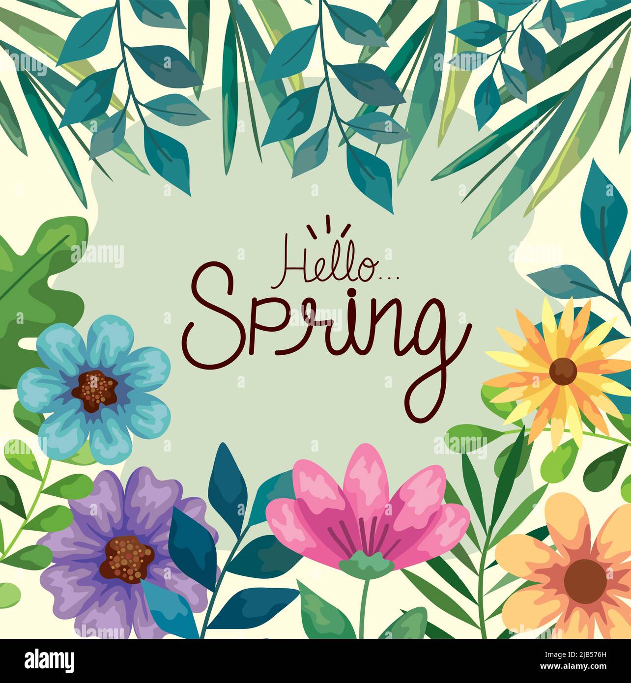 hello spring lettering frame Stock Vector Image & Art - Alamy
