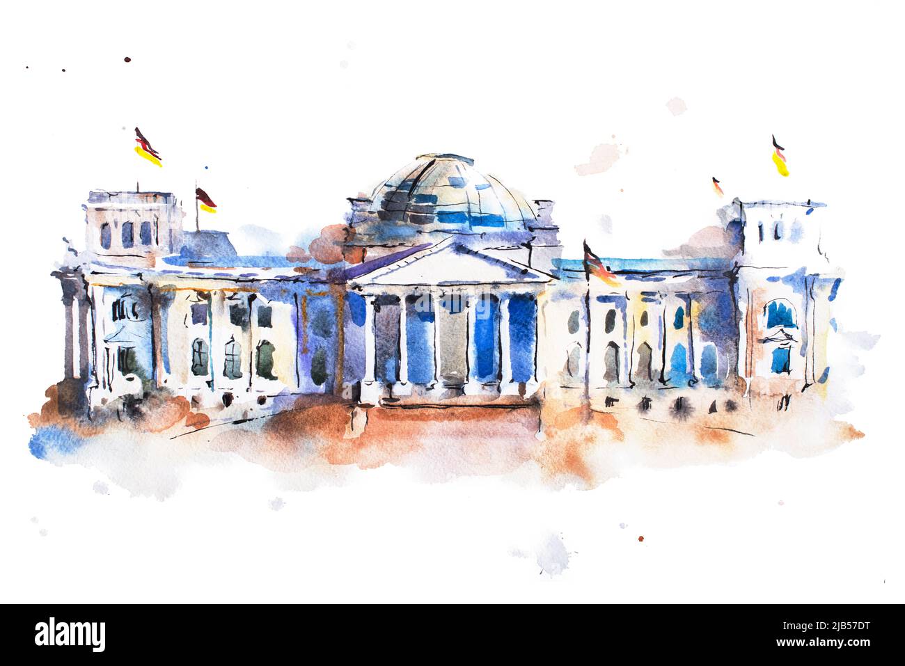 watercolor drawing of Reichstag building in Berlin Stock Photo - Alamy